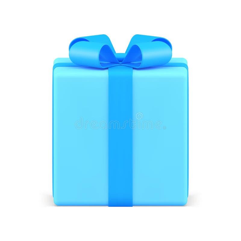 Blue Gift Box with Bow and Ribbon Squared Wrapped Surprise Container 3d ...