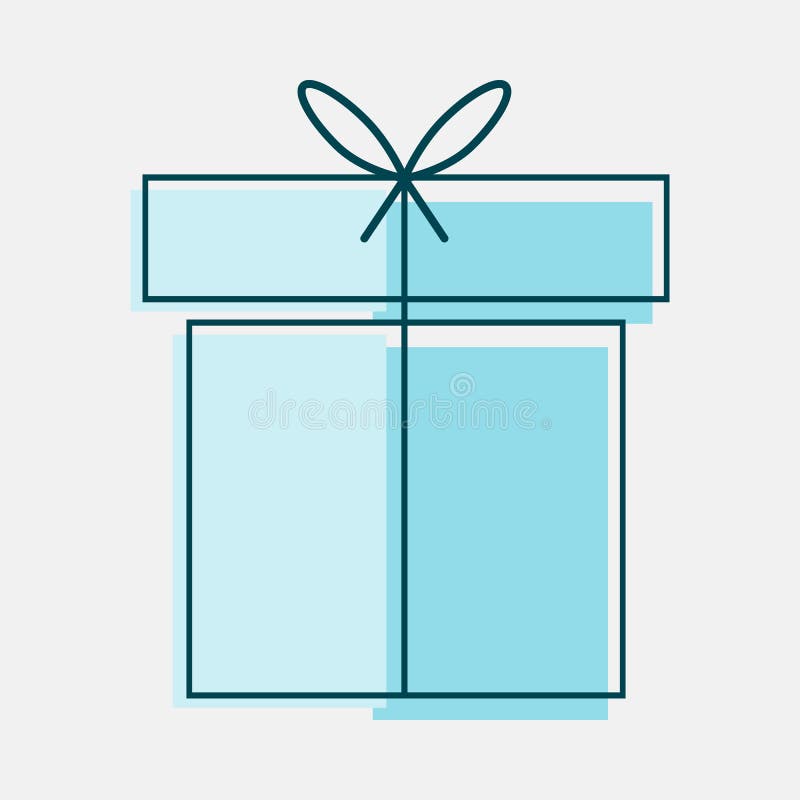 Blue Gift Box in Cube Shape with Graceful Bow Stock Vector ...