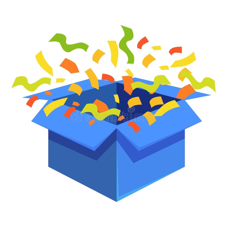 Blue Gift Box Exploding with Colorful Confetti Stock Vector ...