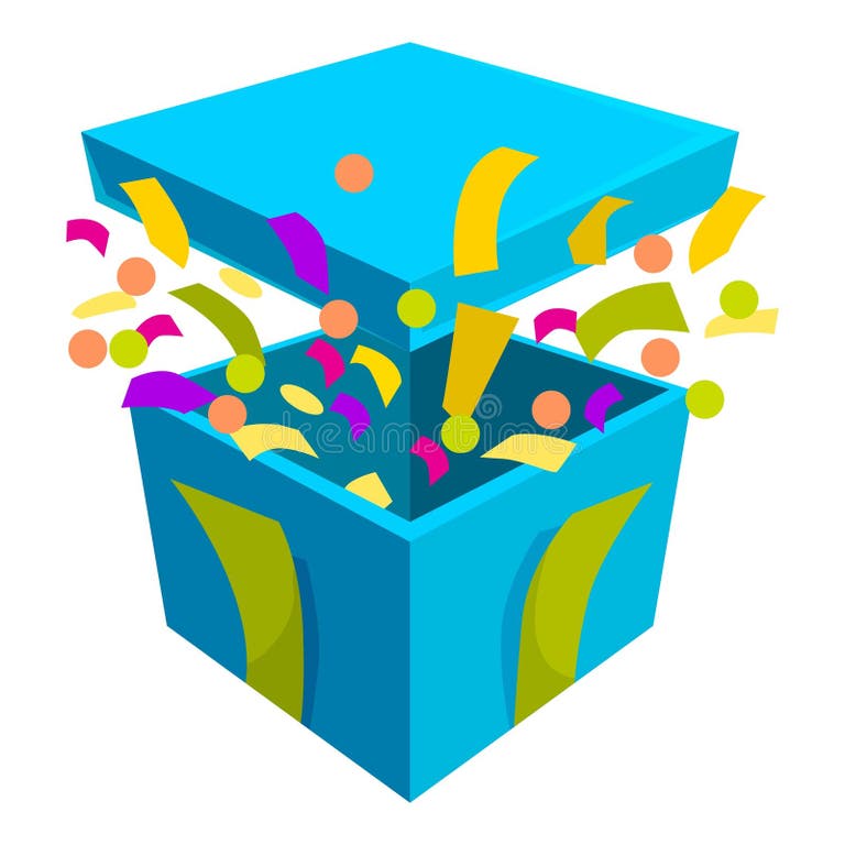 Blue Gift Box Exploding with Colorful Confetti Stock Vector ...