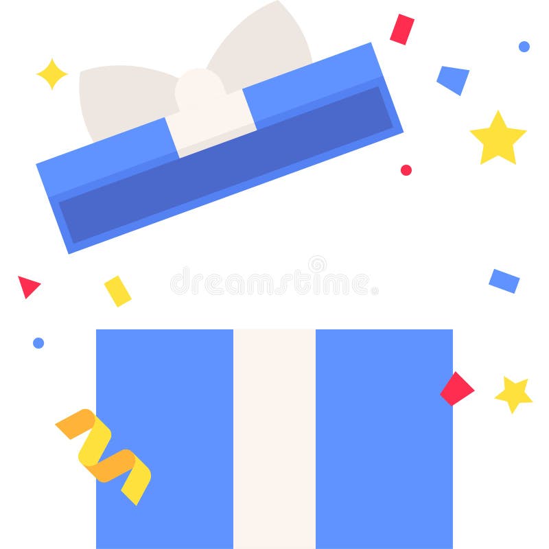 Blue Gift Box in Flat Design for Using As Banner Stock Vector ...