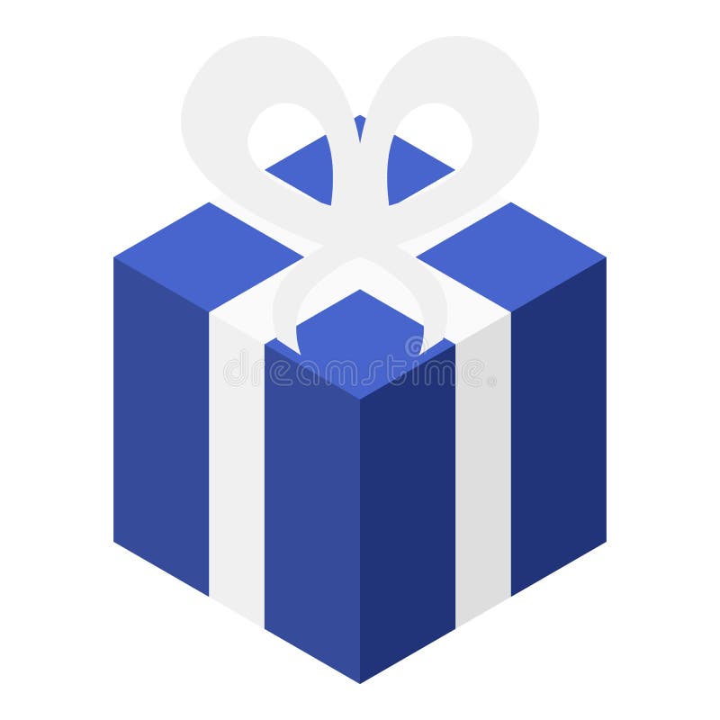 Blue Gift Box Icon, Isometric Style Stock Vector - Illustration of ...