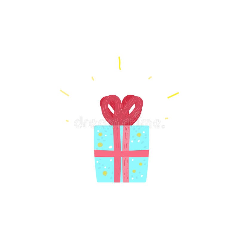 Blue Gift Box with Red Bow, Flat Vector Illustration Stock Vector ...