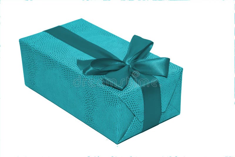 Blue Gift Box with Ribbon and Bow Stock Image - Image of elegant, boxed ...