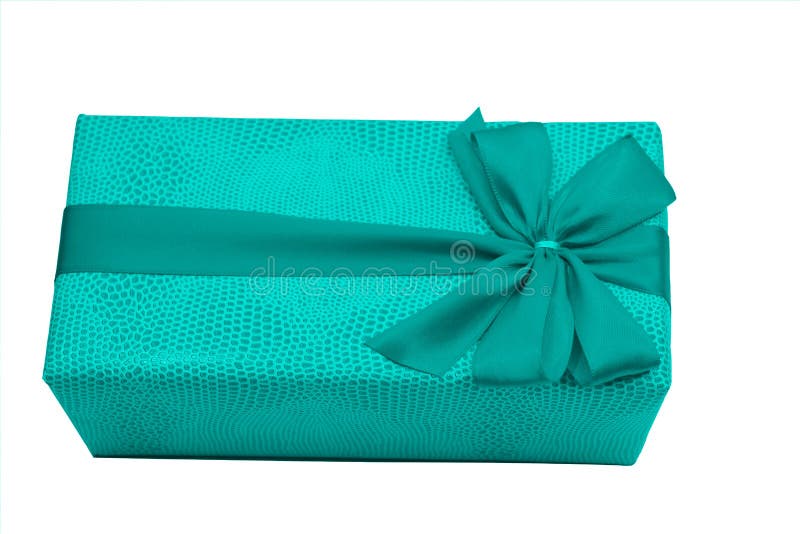 Blue Gift Box with Ribbon and Bow Stock Image - Image of elegant, boxed ...