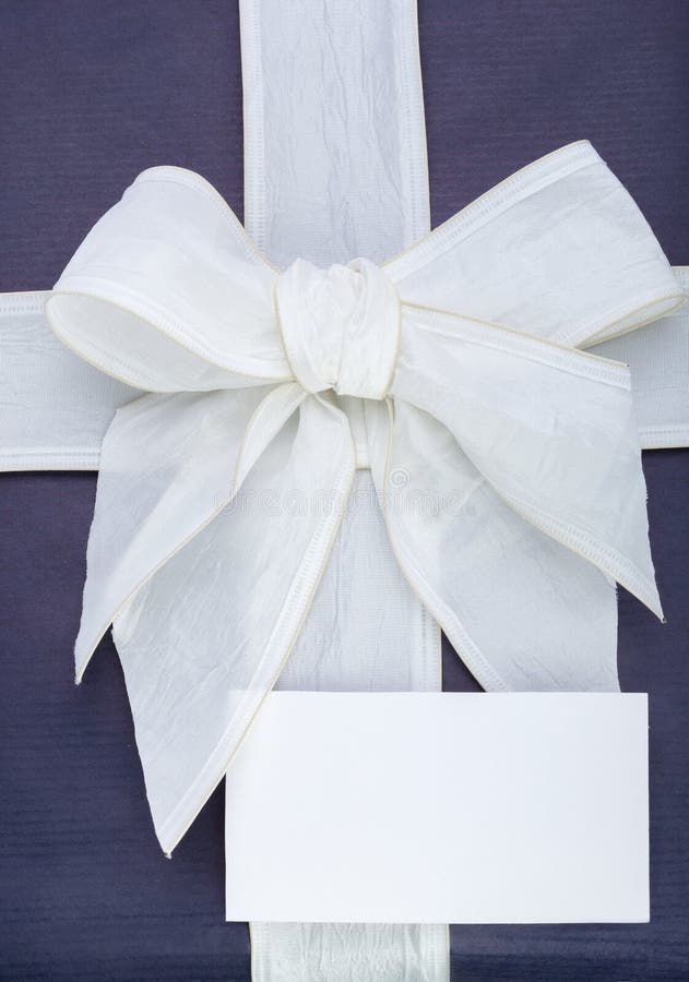 Blue Gift Box with White Ribbon Stock Photo - Image of knot, decoration ...
