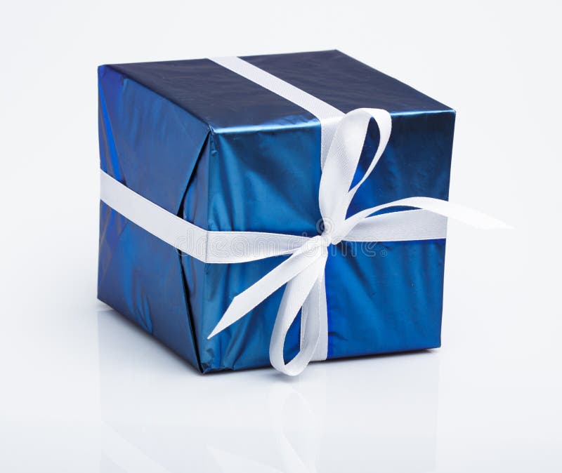 Blue gift box stock image. Image of donative, band, donate - 47552405