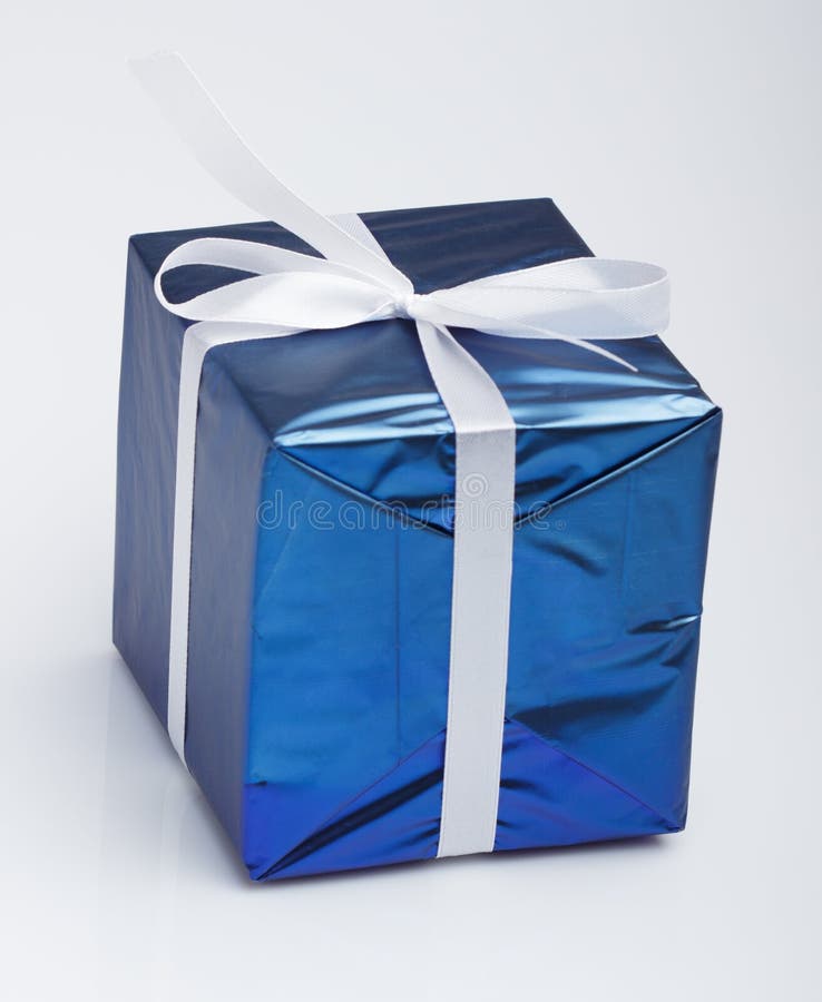 Blue gift box stock image. Image of packaging, holiday - 47552825