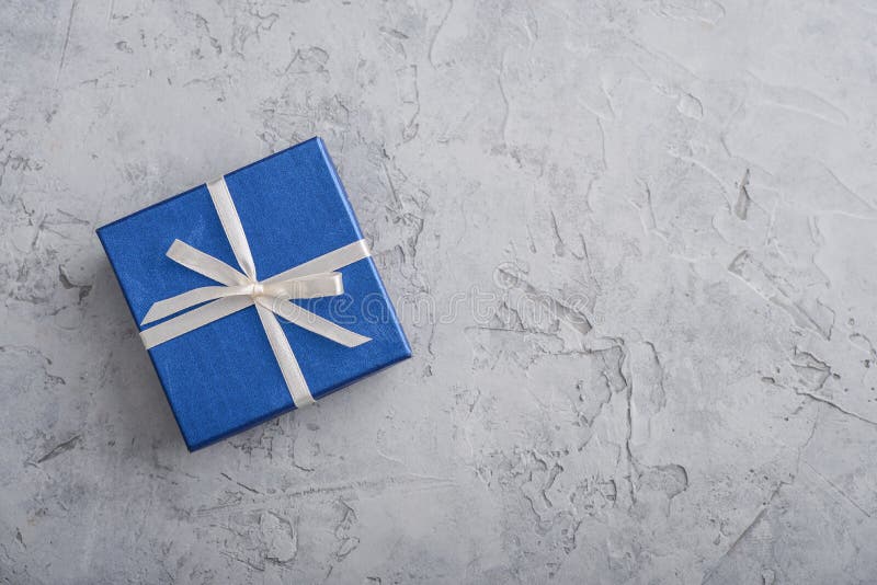 Blue Gift Box with White Ribbon Stock Image - Image of occasion, event ...
