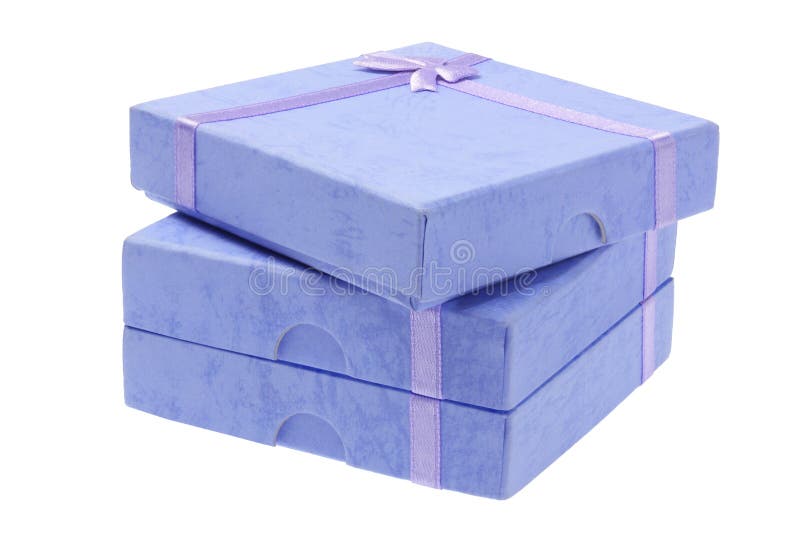 Blue Gift Box With Big Bow Ribbon Stock Image - Image of package ...