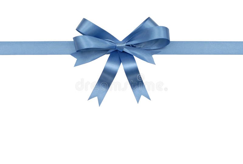 Light Blue Gift Ribbon Bow Vertical Top Corner Border Frame Isolated on ...
