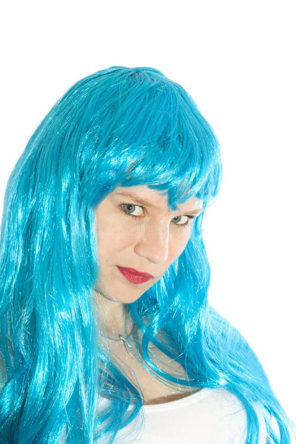 Blue girl stock photo. Image of colored, curly, model - 29203180