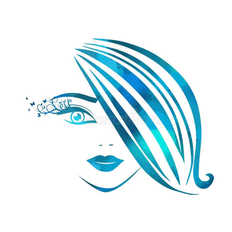 The Blue Girl S Face Is Beautiful Vector Illustration Stock Vector