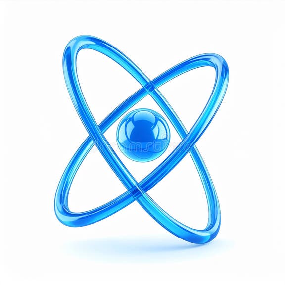 Blue Glass Atom Model on White Background Stock Illustration ...