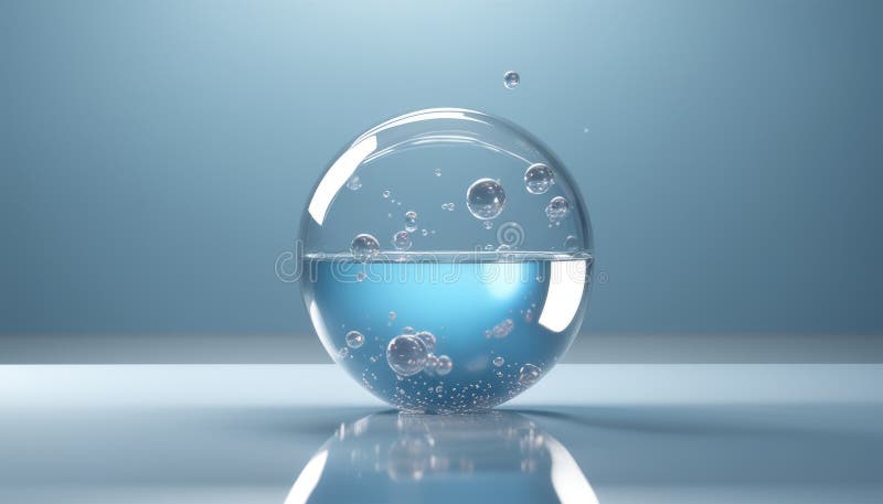 A Blue Glass Ball with Bubbles in it Stock Illustration - Illustration ...