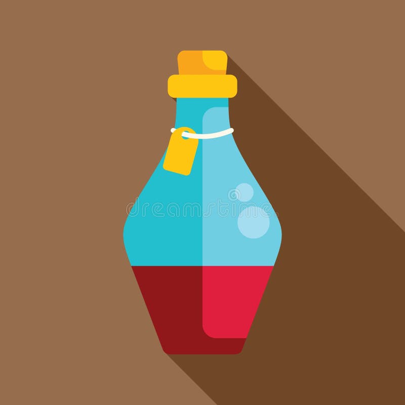 Blue Glass Bottle Containing Red Potion with Cork and Label Stock ...
