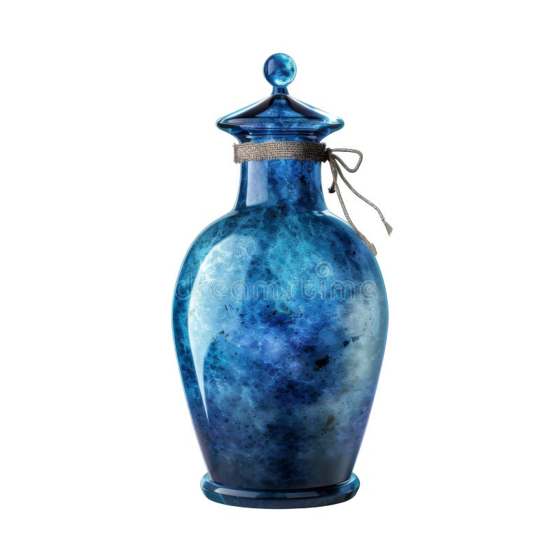 Blue Glass Bottle with a Lid and a String Tie Stock Image ...