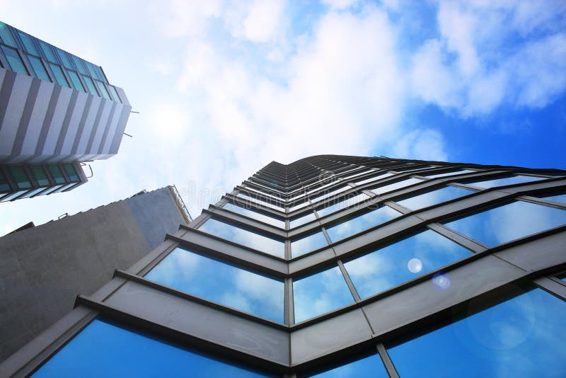Blue Glass Building stock image. Image of cloud, flare - 6662967