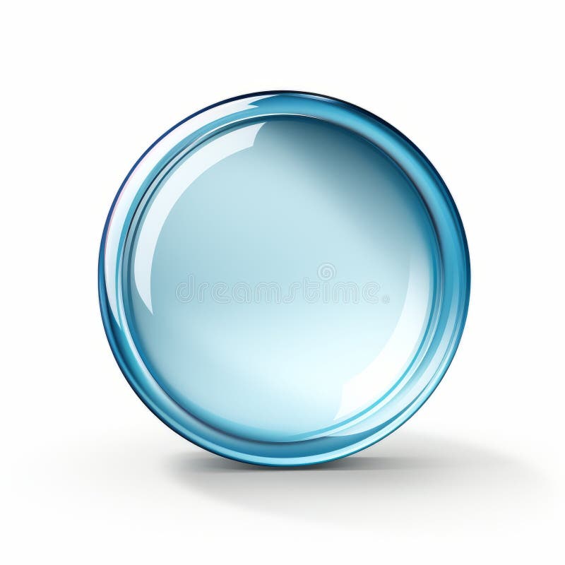 A Blue Glass Button on a White Background Stock Illustration ...