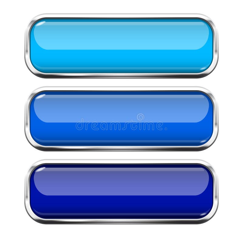 Blue Glass Buttons. Set of 3d Oval Shiny Icons with Chrome Frame Stock ... Blue Glass Buttons. Set of 3d Oval Shiny Icons with Chrome Frame Stock ...