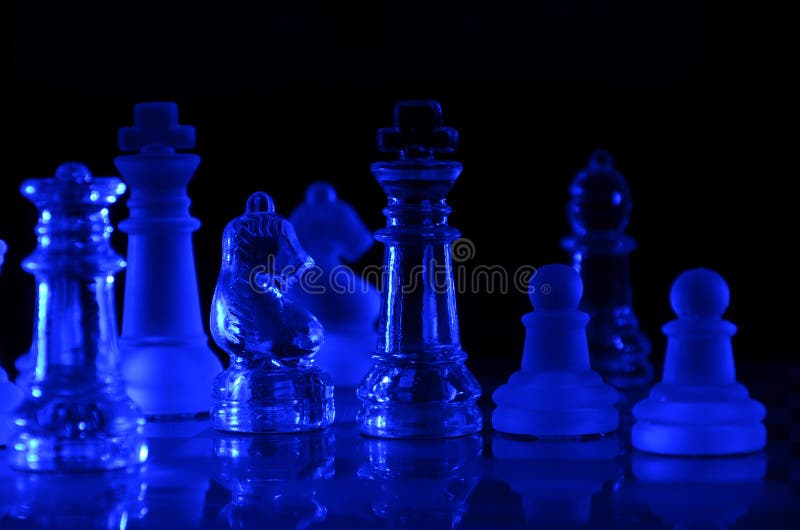 Chess set in blue stock photo. Image of game, hierarchy - 10992238