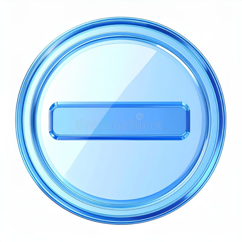 Blue Glass Circle Button Icon with Rectangular Element Stock ...