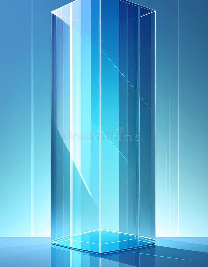 Blue Glass Cube Reflection Minimalist Abstract Art Stock Illustration ...