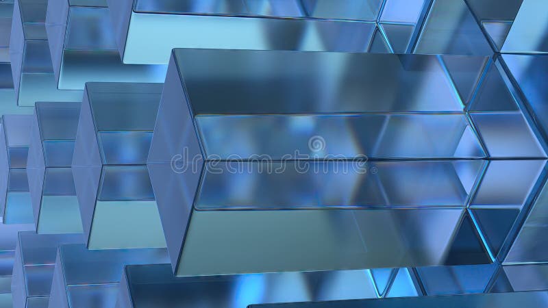 Blue Glass Cube Refraction and Reflection Design Element Geometry ...