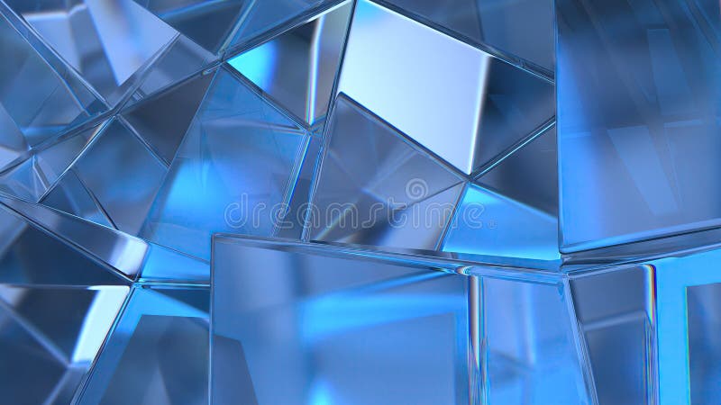 Blue Glass Cube Refraction and Reflection Design Element Shape Elegant ...