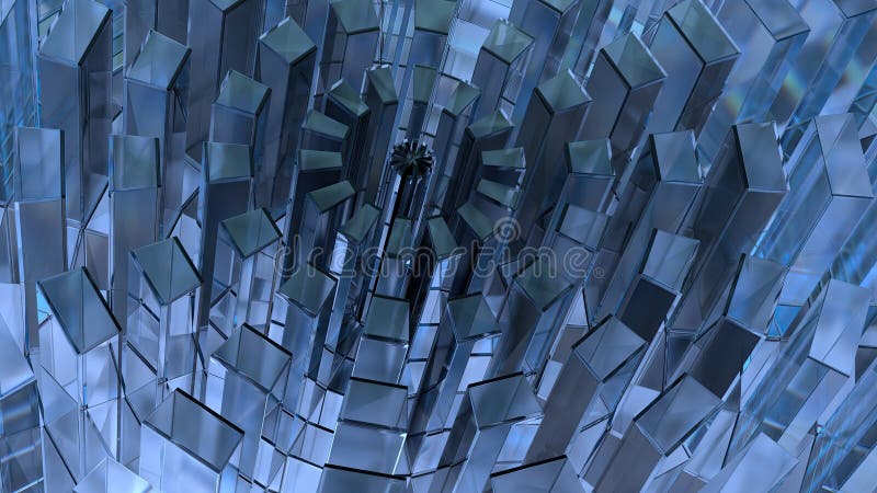 Blue Glass Cube Refraction and Reflection Design Element Shape Elegant ...