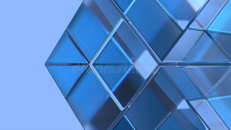 Blue Glass Cube Refraction and Reflection Scientific Geometry Elegant ...