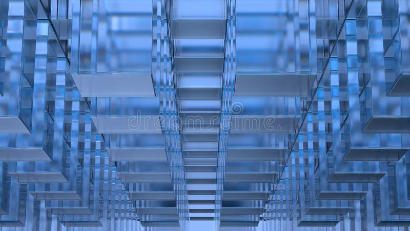 Blue Glass Cube Refraction and Reflection Shape Geometry Elegant Modern ...