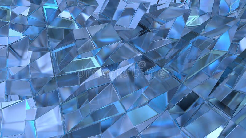Blue Glass Cube Refraction and Reflection Shape Geometry Elegant Modern ...