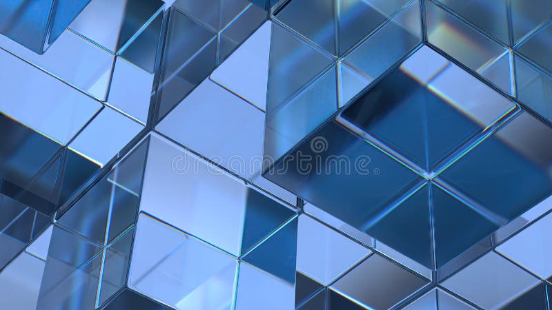 Blue Glass Cube Refraction and Reflection Structure Design Element ...
