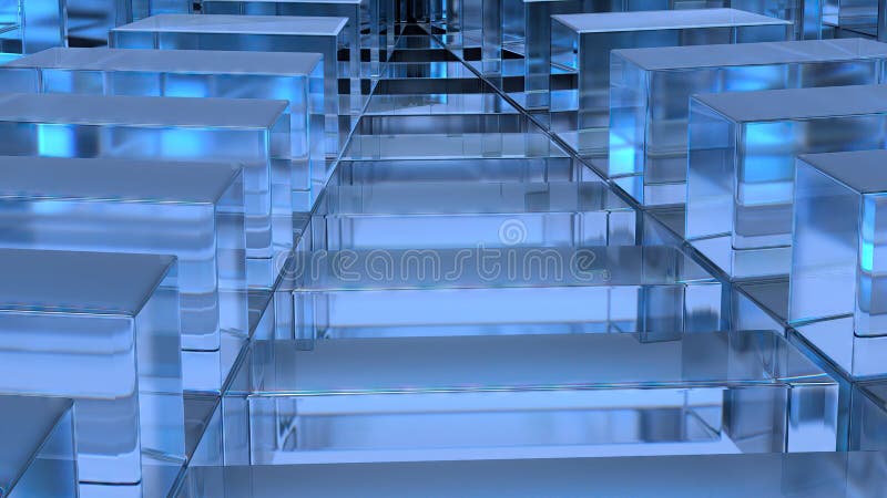 Blue Glass Cube Refraction and Reflection Structure Design Element ...
