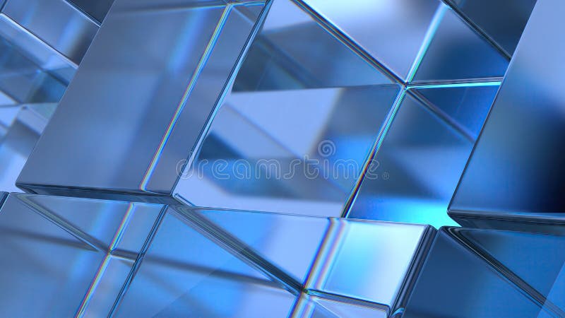 Blue Glass Cube Refraction and Reflection Structure Shape Elegant ...