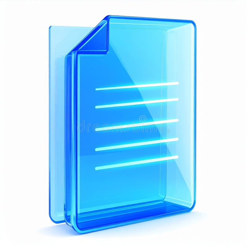 Blue Glass Document Icon 3D Rendering Stock Illustration - Illustration ...