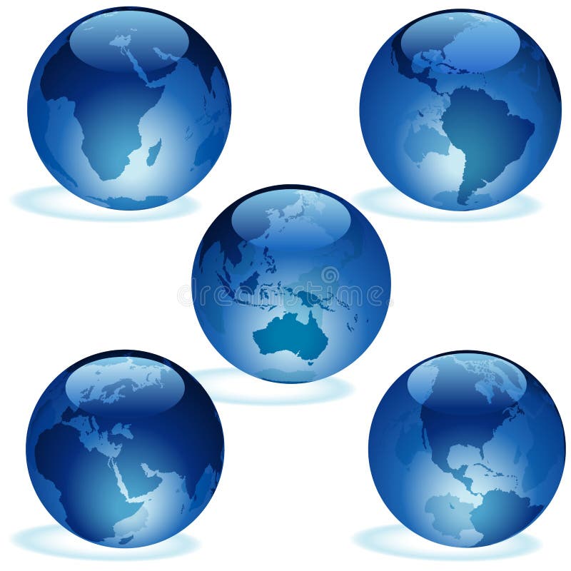 Blue Glass Earth Collection Stock Vector - Illustration of glossy ...
