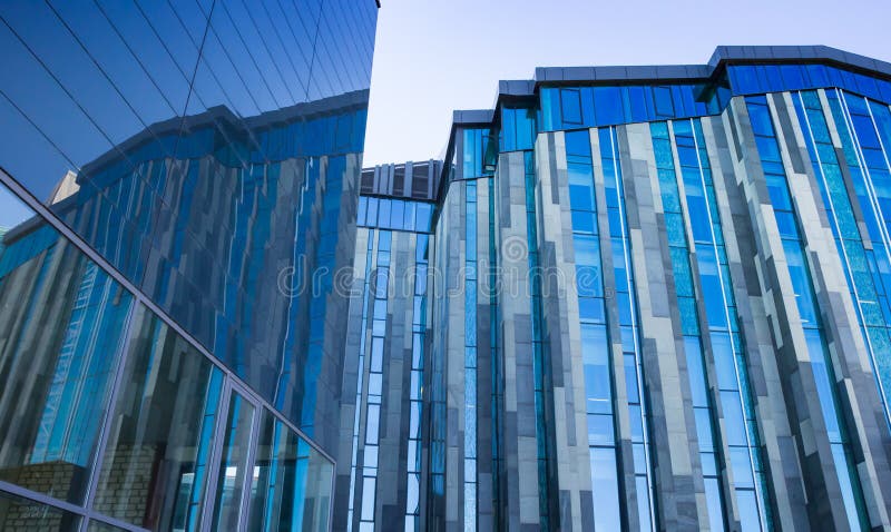 Blue Glass Facade of the Modern University in Leipzig Editorial Stock ...
