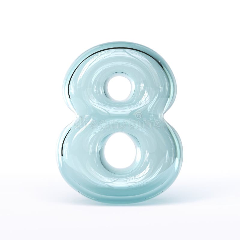 Blue Glass Font Number 8 EIGHT 3D Stock Illustration - Illustration of ...