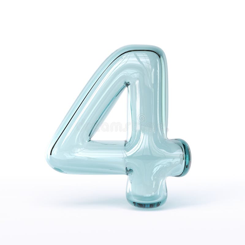 Blue Glass Font Number 4 FOUR 3D Stock Illustration - Illustration of ...