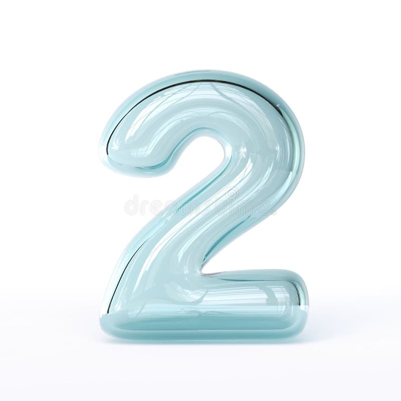 Blue Glass Font Number 2 TWO 3D Stock Illustration - Illustration of ...
