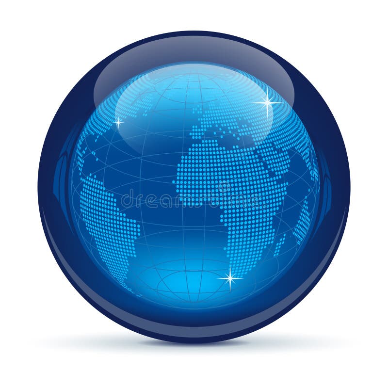 Blue glass globe icon stock vector. Illustration of shine - 16837219
