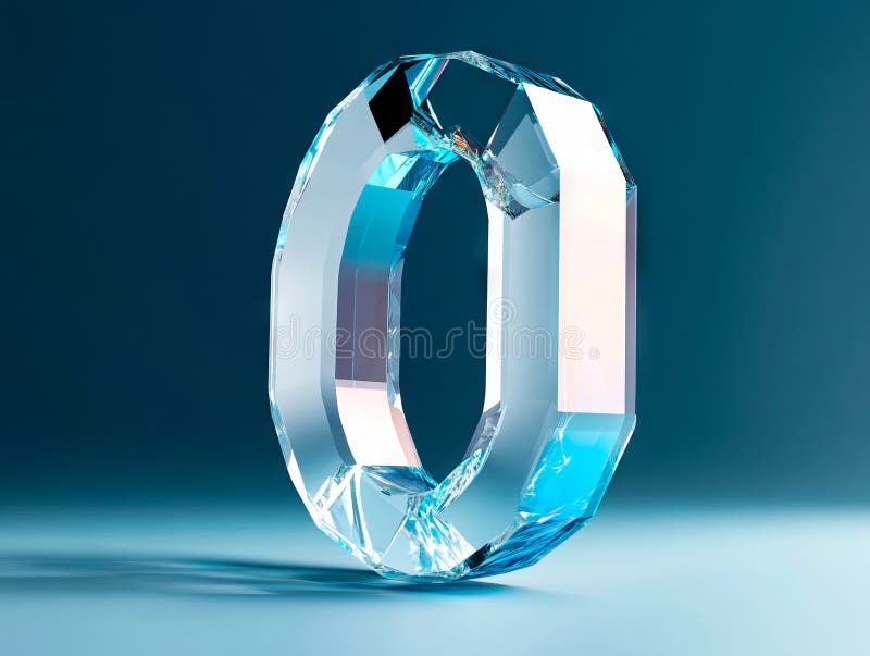 A Blue Glass Number 0 on a Blue Background Stock Illustration ...