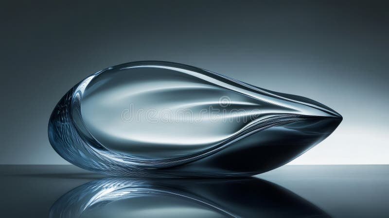 A Blue Glass Object with a Curved Shape Stock Illustration ...