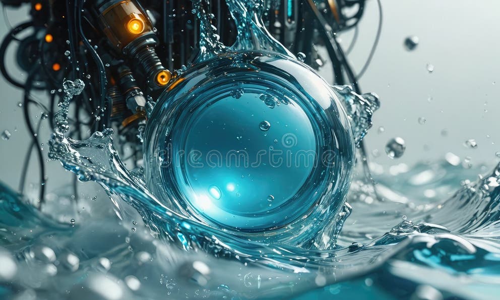 A Blue Glass Object is Shown in the Water, with a Reflection of the ...