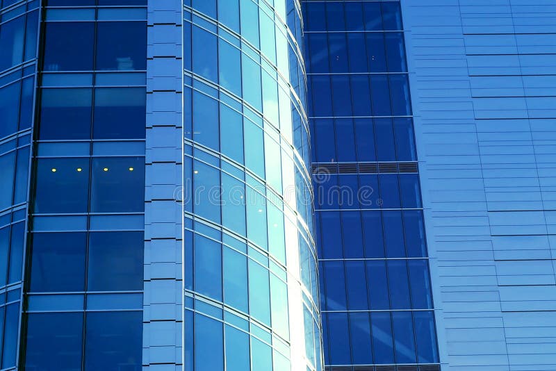 Blue Glass Office Building Wall Stock Image - Image of glass, bright ...