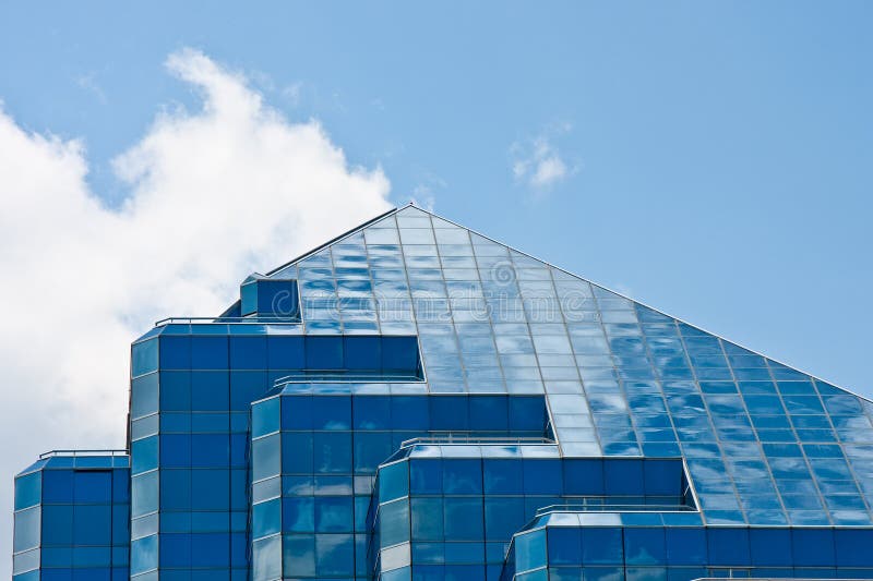 Blue Glass Pyramid Atop Office Tower Stock Image - Image of structure ...