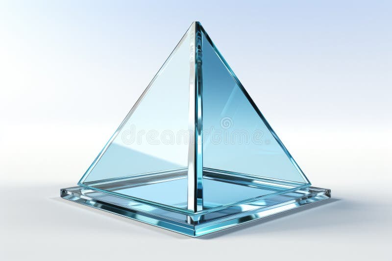 A Blue Glass Pyramid on a White Surface. Stock Illustration ...