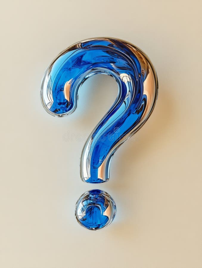 A Blue Glass Question Mark on a Plain Background. Stock Photo - Image ...